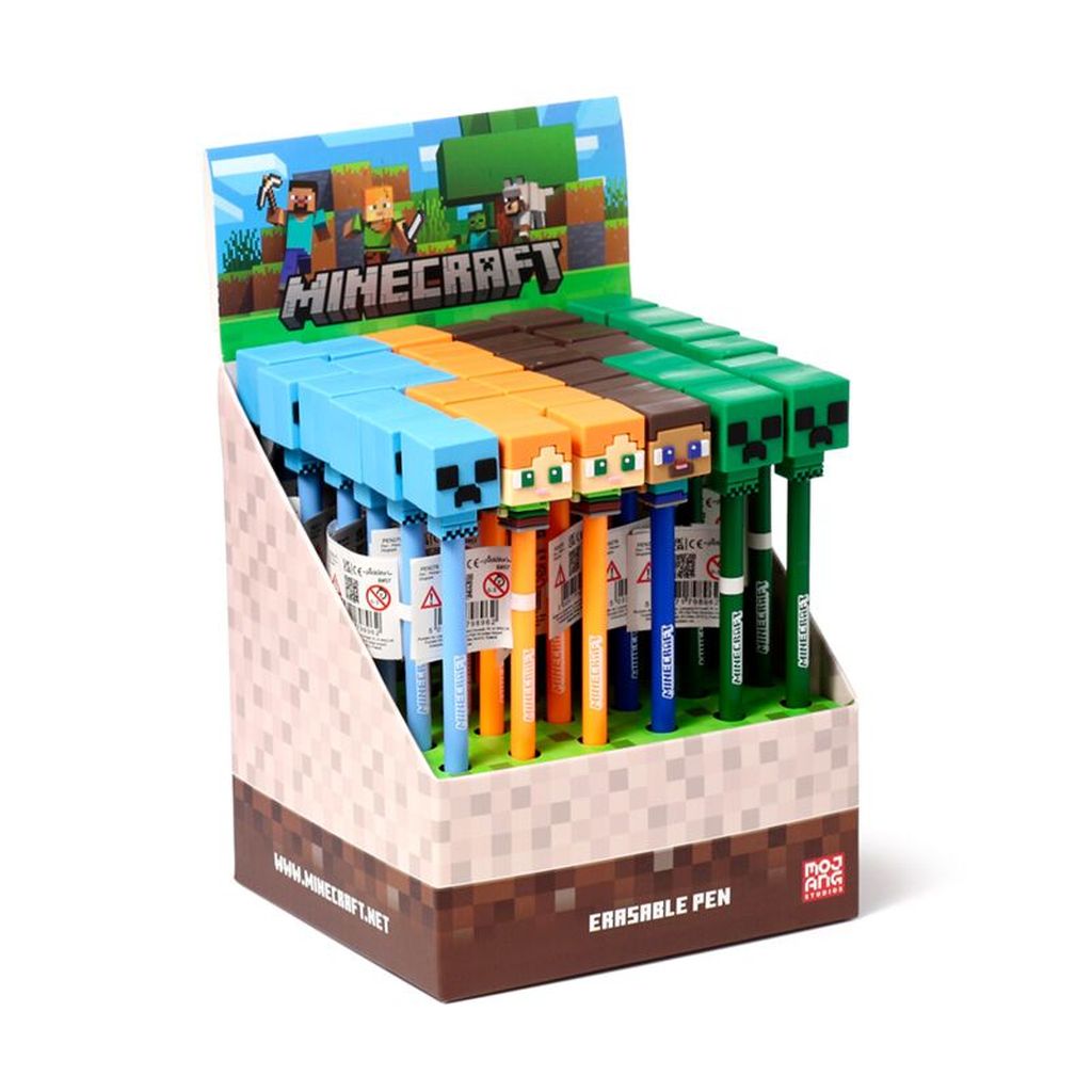 Puckator erasable ballpoint pen with Minecraft Chibi silicone topper ...